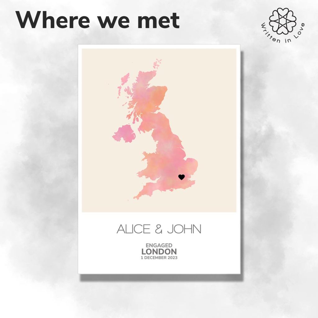Where we met map | An engagement gift by Written In Love