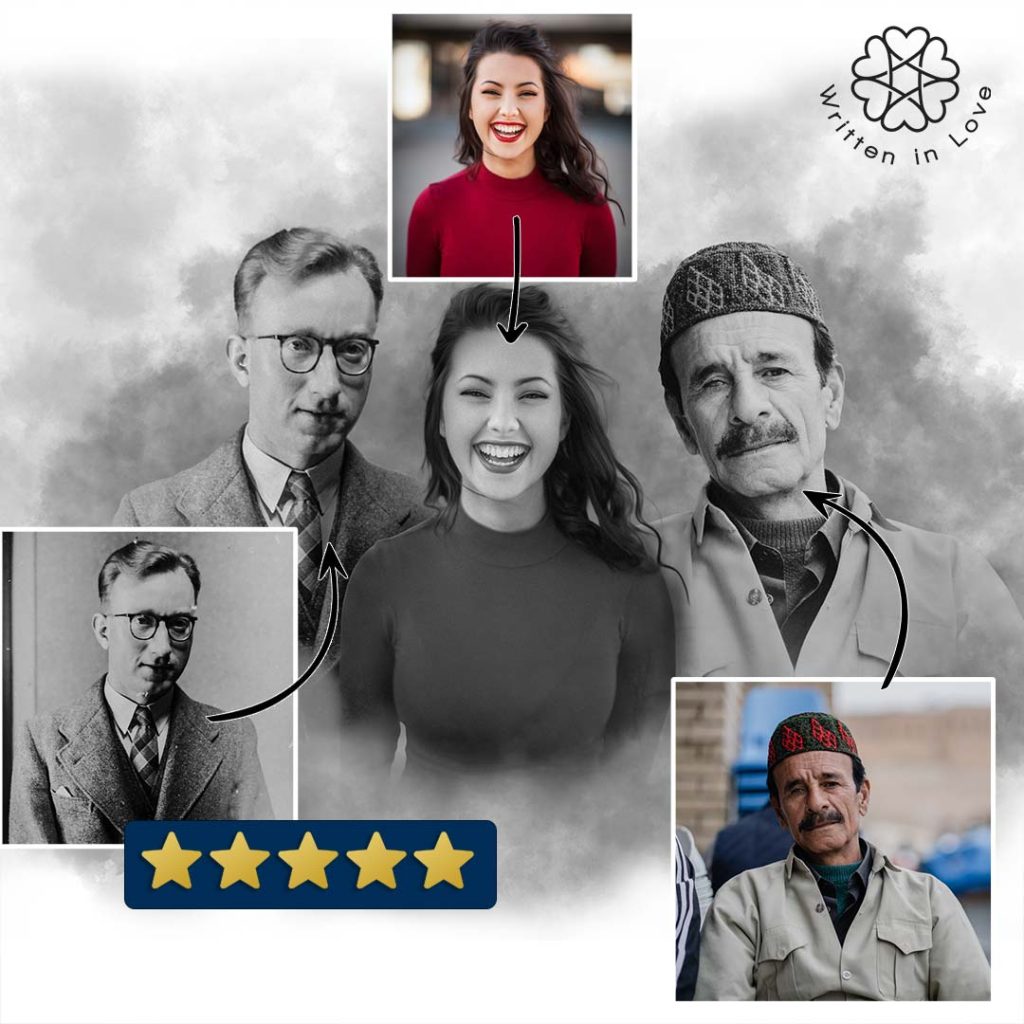 Family portrait from multiple photos - Written in Love